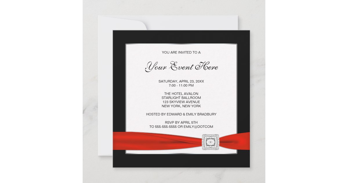 Black White and Red All Occasion Invitation | Zazzle