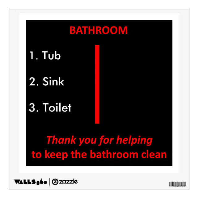 Black, White and Red Bathroom Thank You Signage Wall Sticker | Zazzle