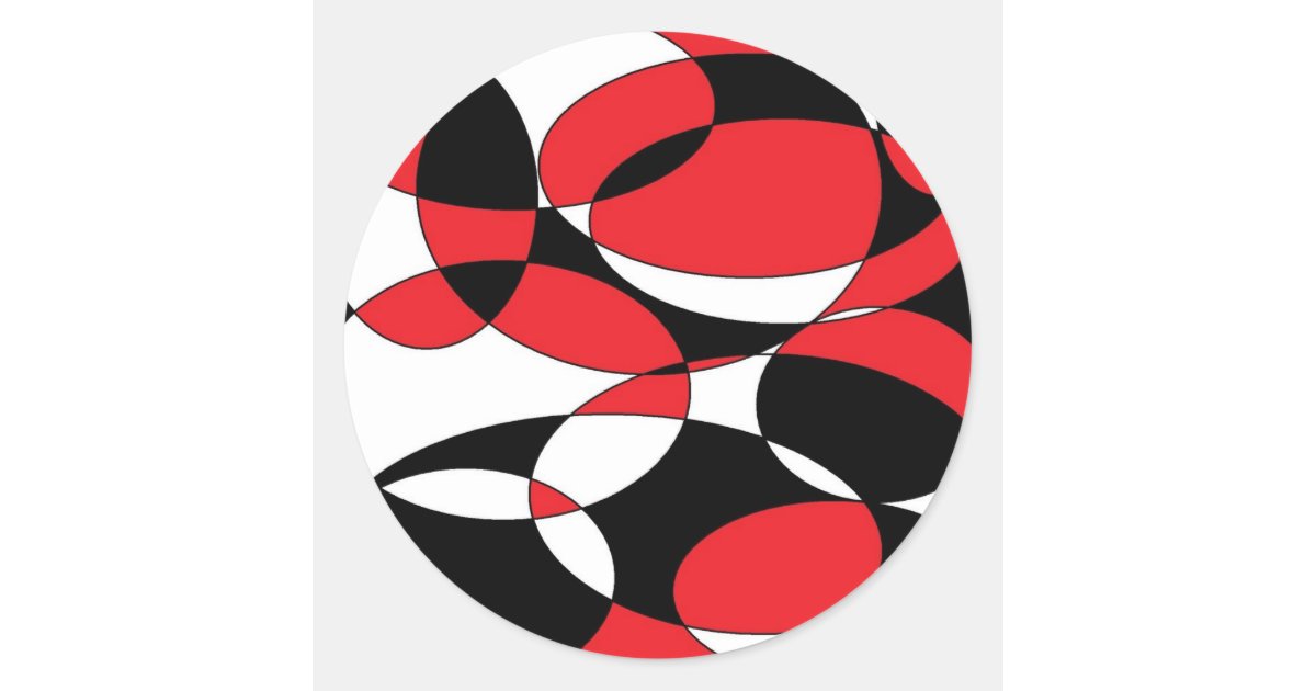 Black, white and red ellipticals classic round sticker | Zazzle