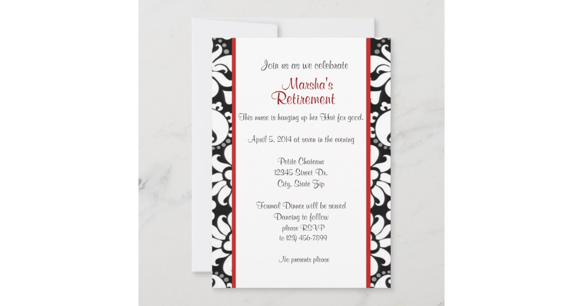 Black white and red invitation | Zazzle
