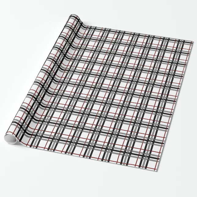 Black White and Red Plaid Wrapping Paper | Zazzle