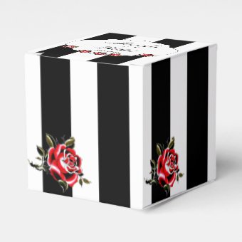 Black White and Red Rose Wedding Favor Box | Zazzle