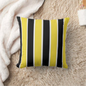 Black, white and yellow stripes American MoJo Pill Throw Pillow | Zazzle
