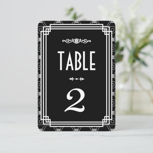 Black & White Art Deco Wedding Table Numbers | Zazzle