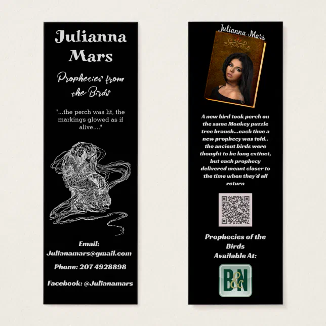 Black White Author's Promotional Material Bookmark | Zazzle