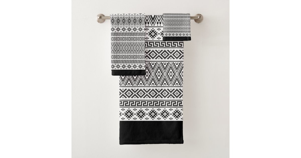 Black & White Aztec Pattern Bath Towel Set | Zazzle