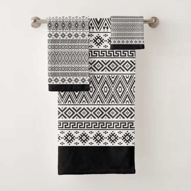 Black & White Aztec Pattern Bath Towel Set | Zazzle