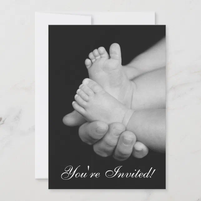 Black & White Baby Feet Baby Shower Invitation | Zazzle