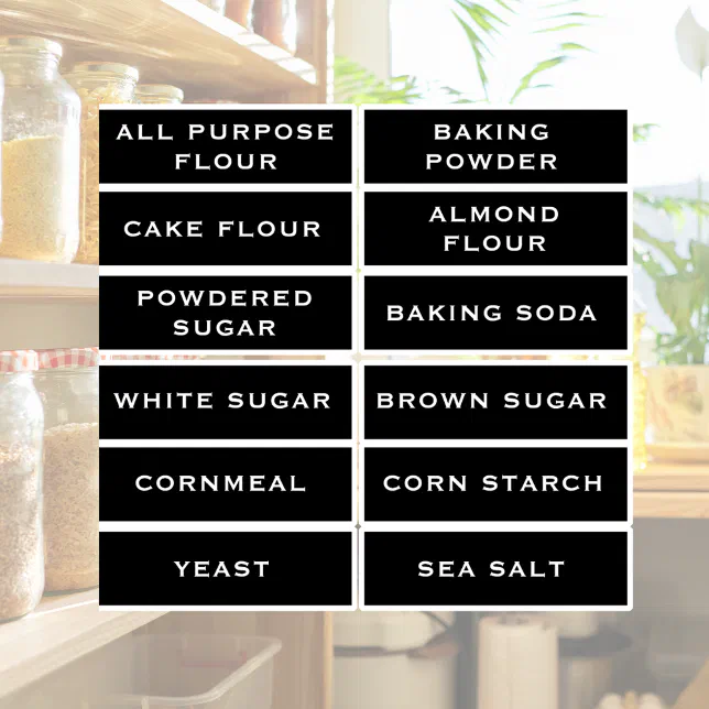 Black & White Baking Ingredients Pantry Stickers | Zazzle
