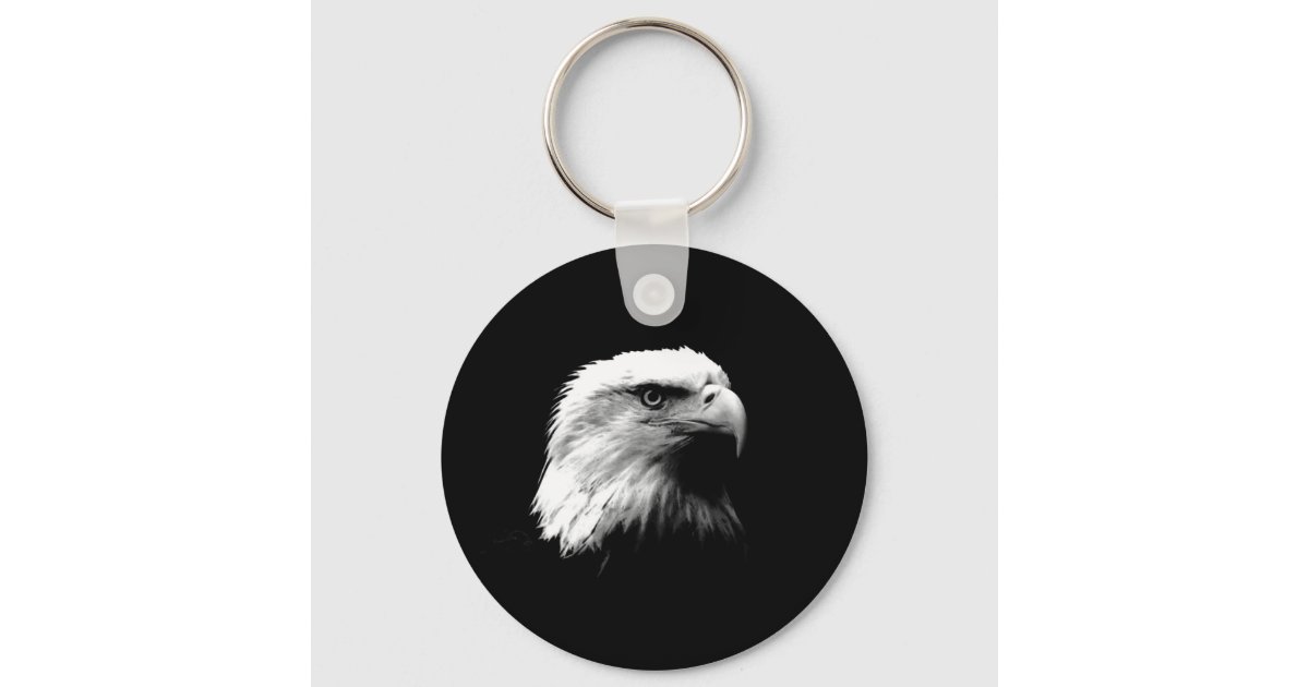 Black & White Bald Eagle Keychain | Zazzle