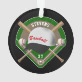 Black | White Baseball Diamond Player Name Number Ornament | Zazzle