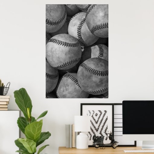 Black & White Baseball Unique Artwork Poster | Zazzle