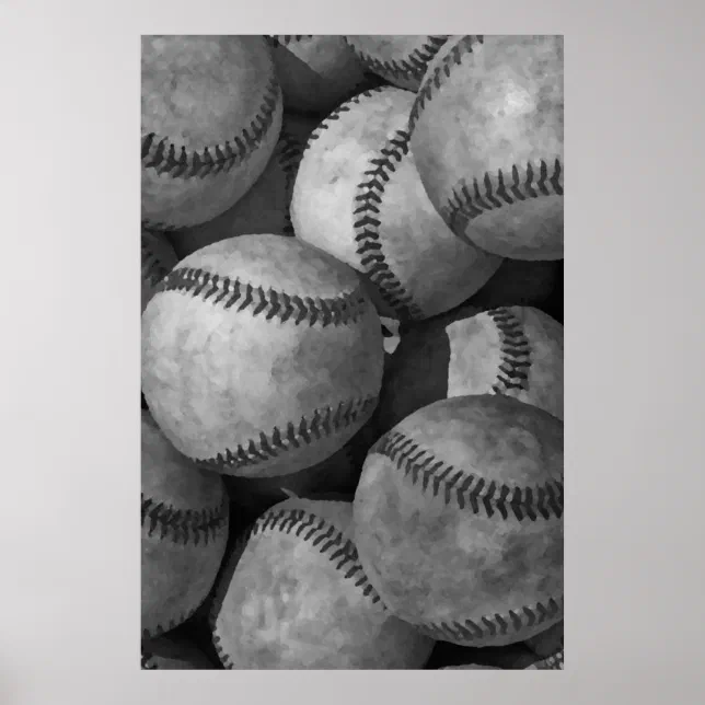 Black & White Baseball Unique Artwork Poster | Zazzle