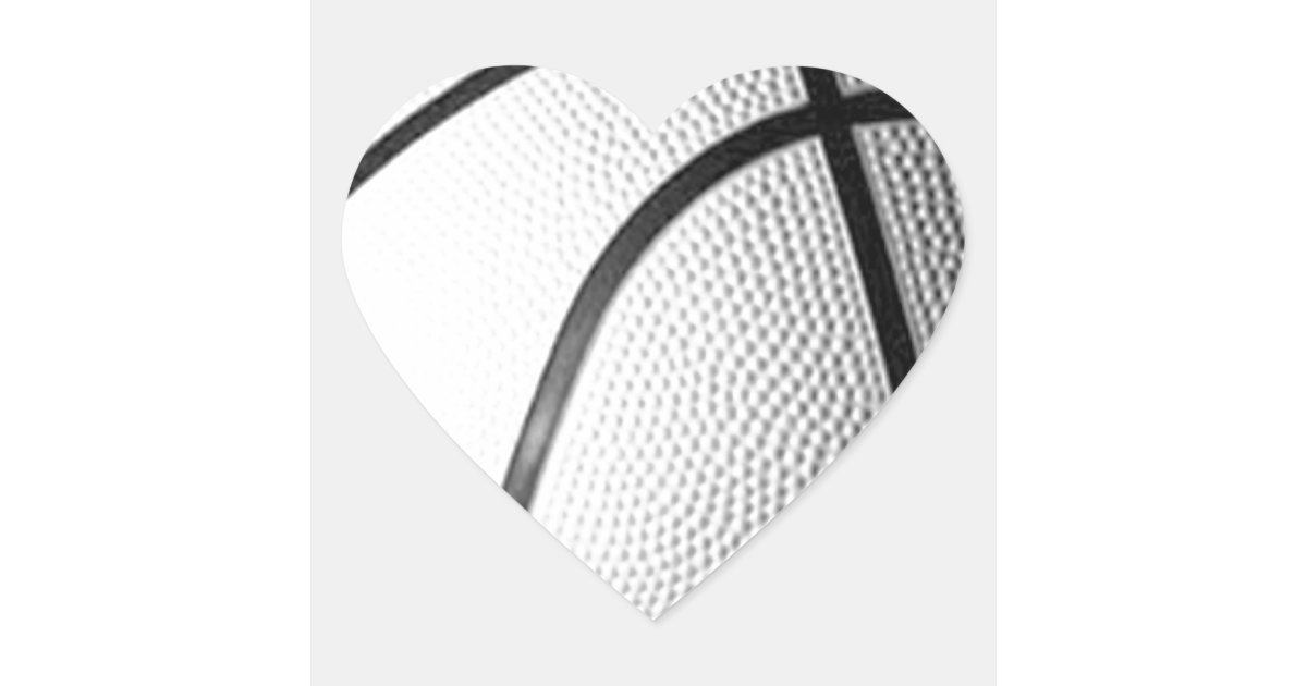 Black & White Basketball Heart Sticker | Zazzle
