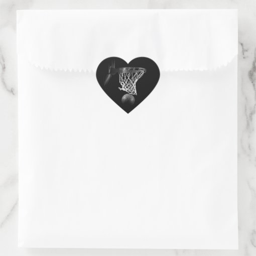 Black & White Basketball Heart Sticker | Zazzle