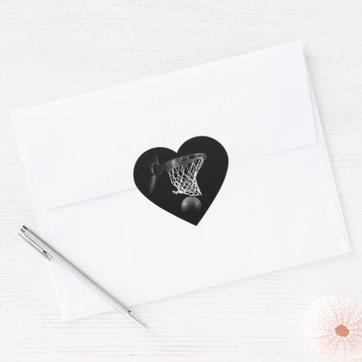 Black & White Basketball Heart Sticker | Zazzle