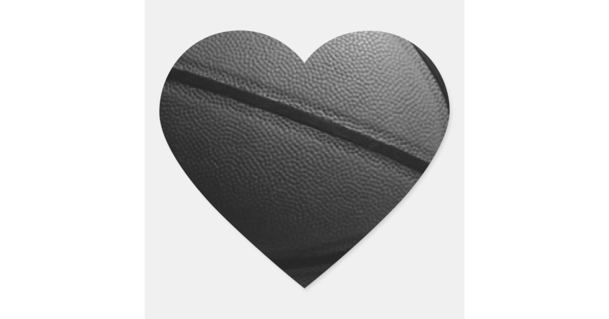 Black & White Basketball Heart Sticker | Zazzle