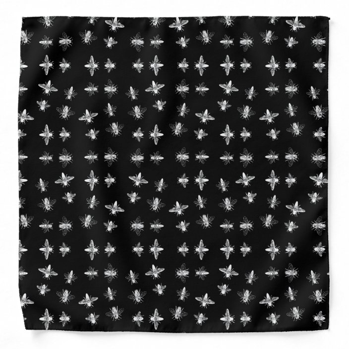 Black & White Bee Print Pattern with Antique Bees Bandana | Zazzle.com