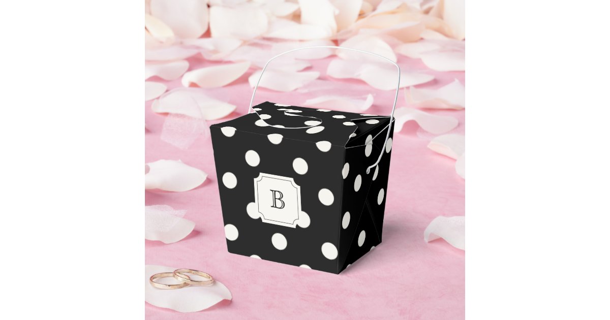 Black & White Big Polka Dots Chic Monogram Party Favor Boxes | Zazzle