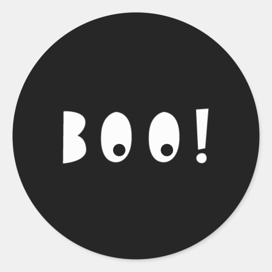 Black & White Boo Spooky Eyes Halloween Classic Round Sticker | Zazzle