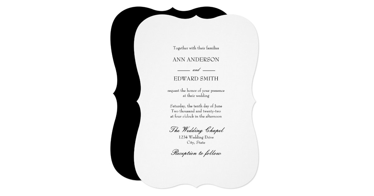 Black White Bracket Families Wedding Invitation | Zazzle.com