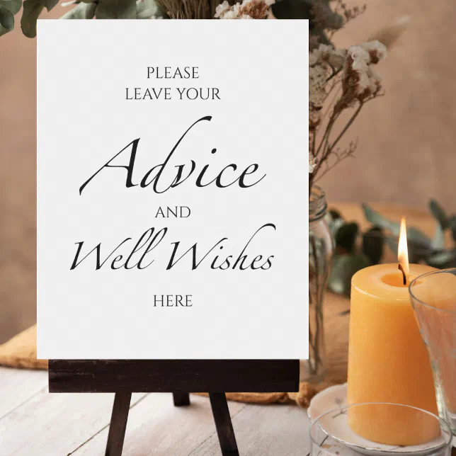 Black & White Bridal Shower Advice And Well Wishes Poster | Zazzle