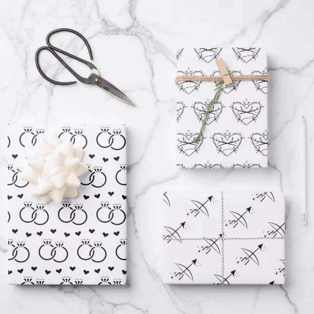 Black & White Bridal/Wedding Shower Wrapping Paper Sheets | Zazzle