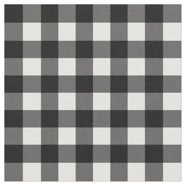 Rustic Black and White Buffalo Plaid Fabric | Zazzle
