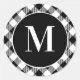 Black & White Buffalo Plaid Initial Monogram Classic Round Sticker | Zazzle
