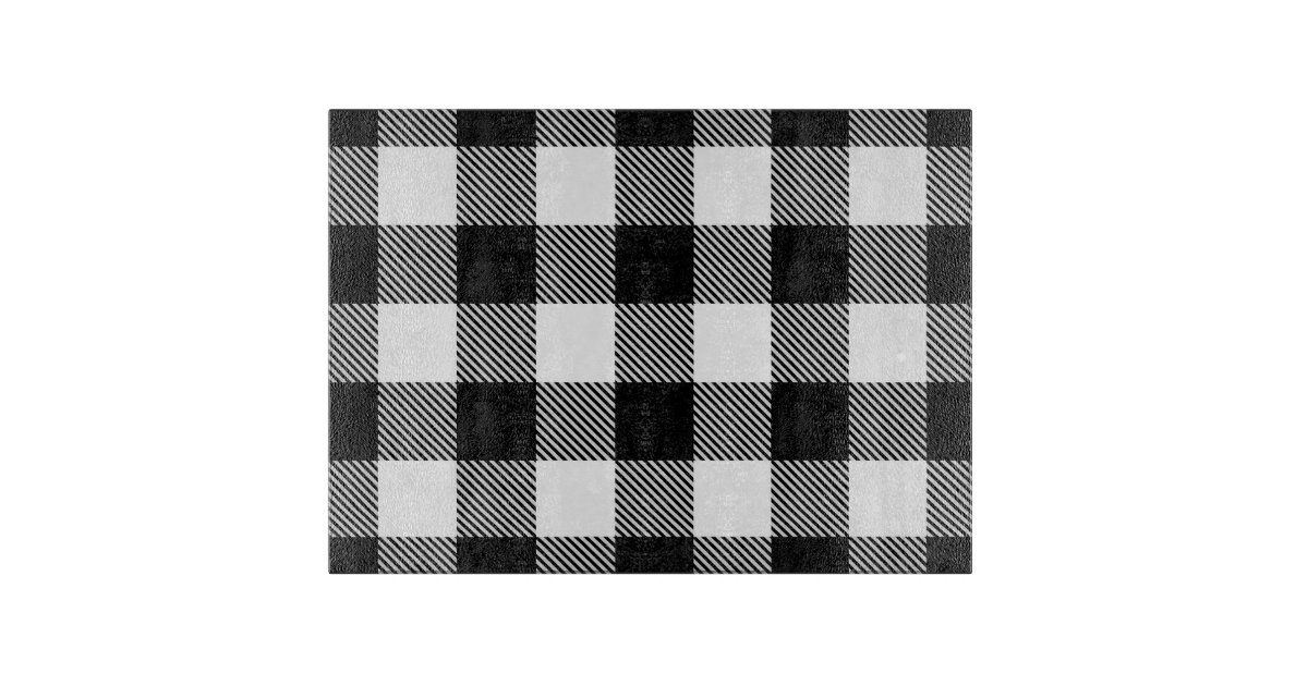 Black White Buffalo Plaid with Twill Cutting Board | Zazzle
