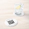 Black white business bar restaurant menu qr code round paper coaster ...