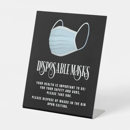Black & White Business Safety Wear A Mask Pedestal Sign | Zazzle