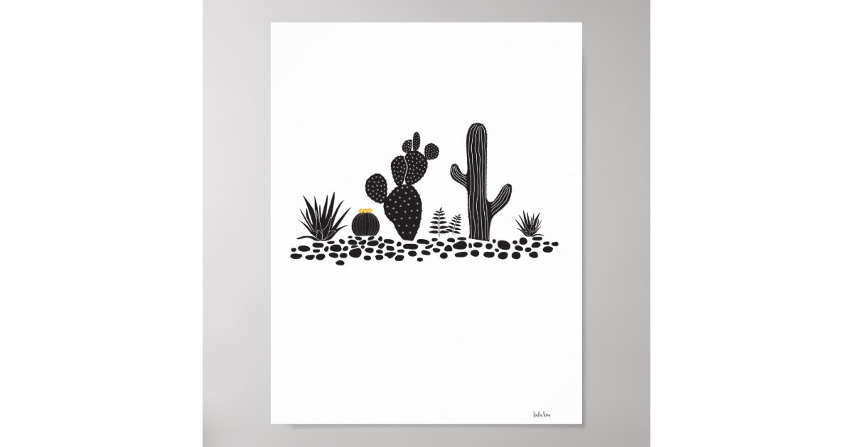 Black & White Cactus and Succulents Poster | Zazzle
