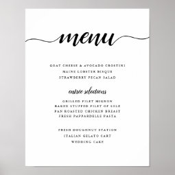 Black & White Calligraphy | Custom Menu Sign | Zazzle