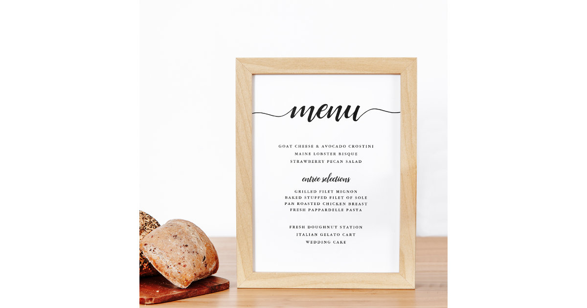 Black & White Calligraphy | Custom Menu Sign | Zazzle
