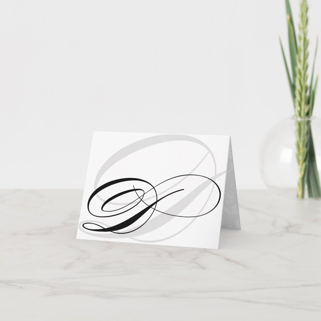 Black & White Calligraphy Initial D Monogram Cards | Zazzle