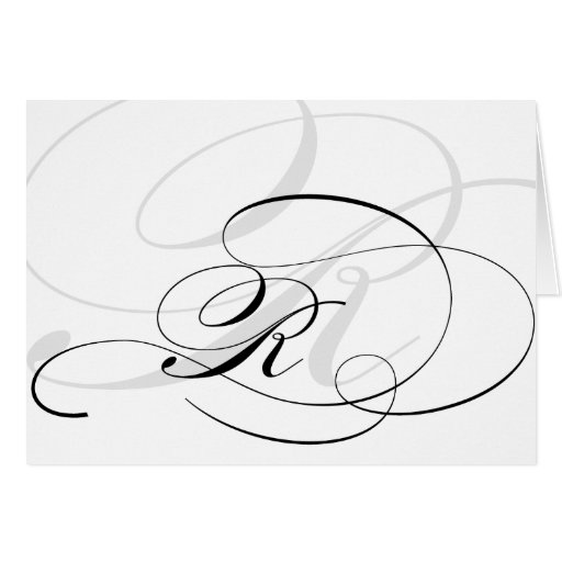 Black & White Calligraphy Initial R Monogram Cards | Zazzle
