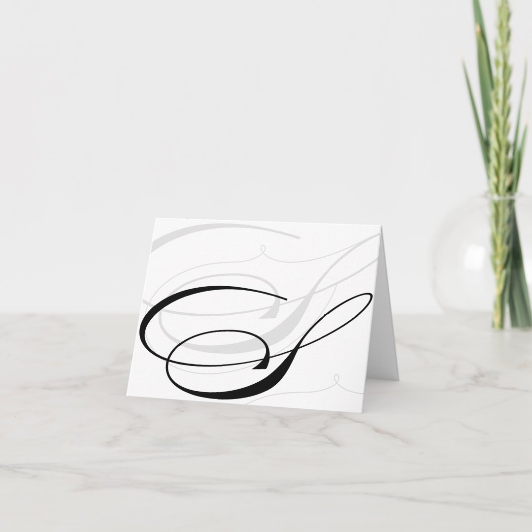 Black & White Calligraphy Initial S Monogram Cards | Zazzle