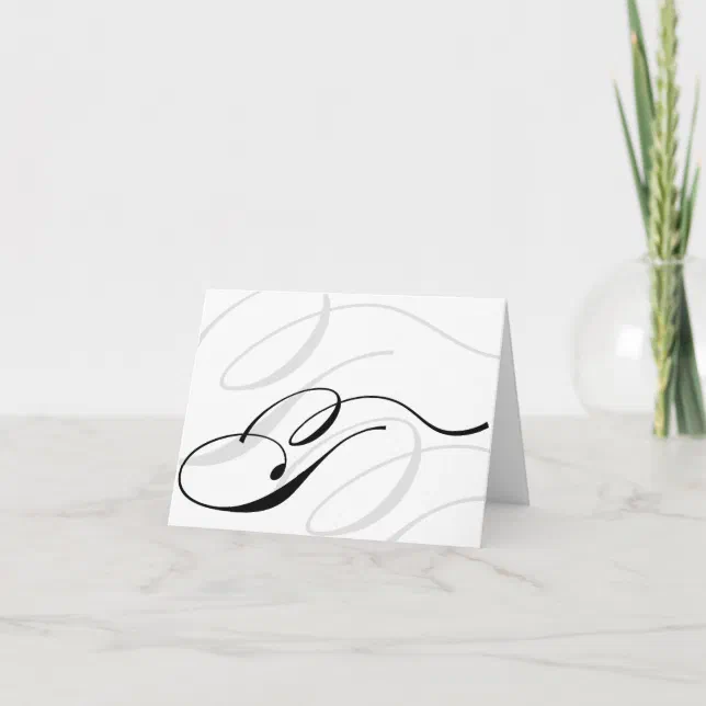 Black & White Calligraphy Initial T Monogram Cards | Zazzle