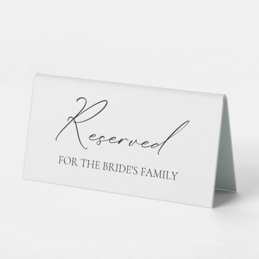 Black & White Calligraphy Reserved Tabletop Sign | Zazzle