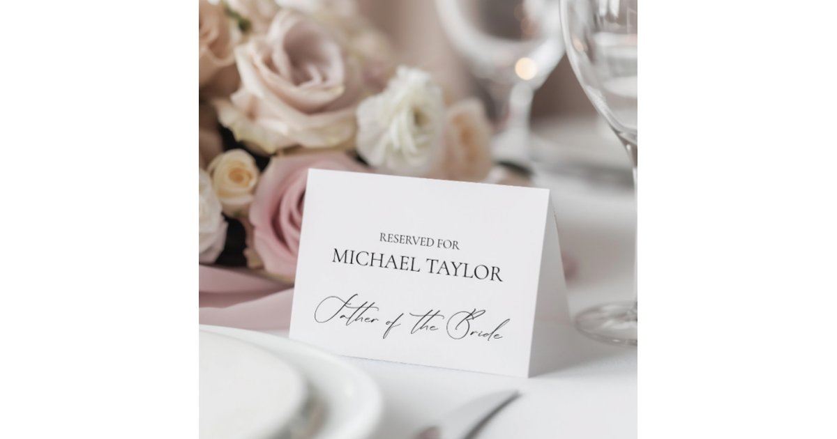 Black & White Calligraphy Reserved Tabletop Sign Card | Zazzle