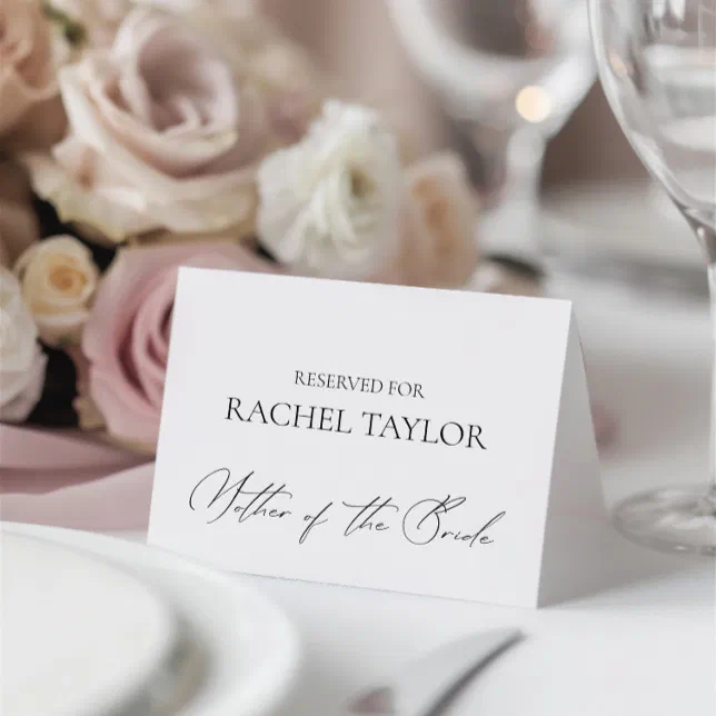 Black & White Calligraphy Reserved Tabletop Sign Card | Zazzle
