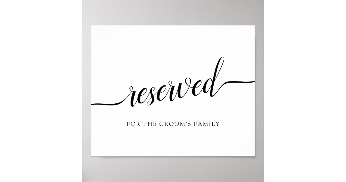 Black & White Calligraphy Wedding "Reserved" Sign | Zazzle