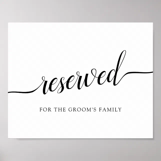 Black & White Calligraphy Wedding "Reserved" Sign | Zazzle