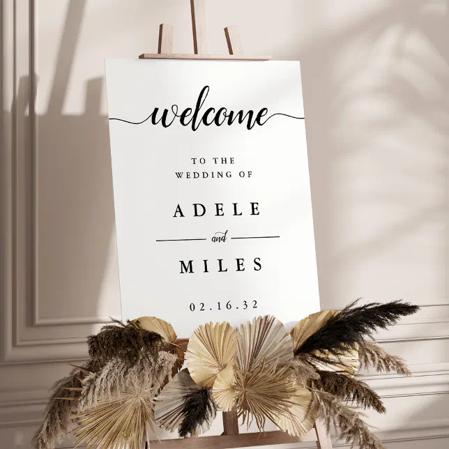 Black & White Calligraphy Wedding Welcome Sign | Zazzle