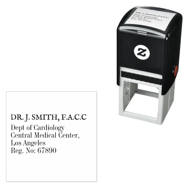 Black & White Cardiology Doctor Address Self-inking Stamp | Zazzle