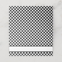 Black White Check Pattern Racing Theme Birthday Place Card | Zazzle