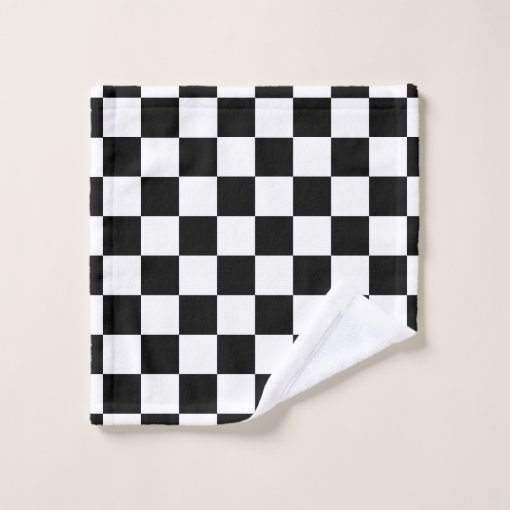 Black White Checker Bath Towel Set | Zazzle