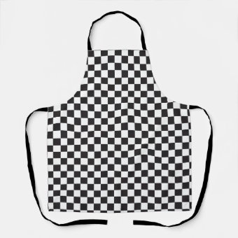 Black & [White] Checker Checkerboard Checkers Apron | Zazzle