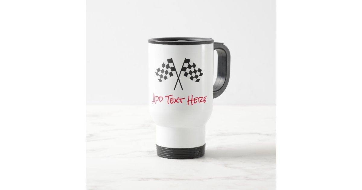 Black White Checker Flags Sports Fans Car Racing Travel Mug | Zazzle